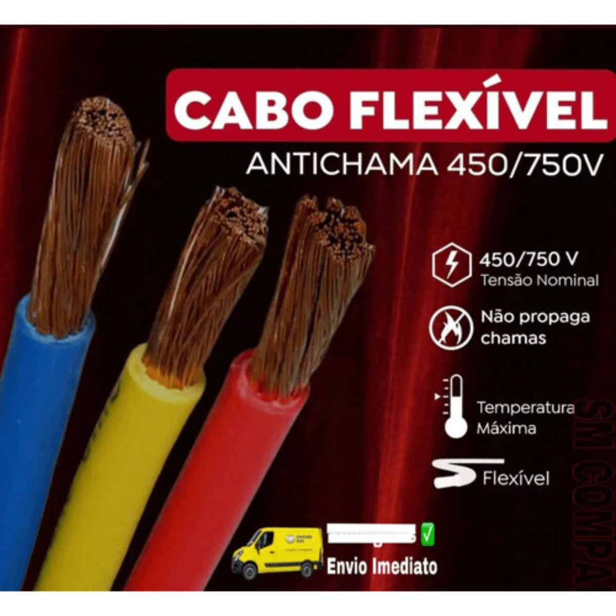Fio Elétrico Cabo Flexível 2,5mm Rolo 100 Metros. Com Inmetro Para ...