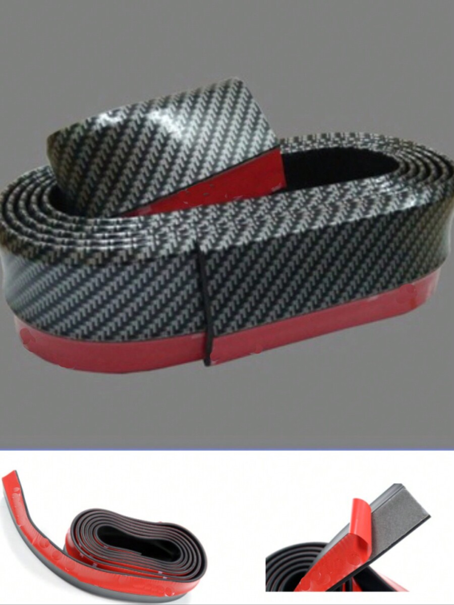 2.5m Universal Car Front Bumper Lip, Carbon Fiber Pattern Black Rubber ...