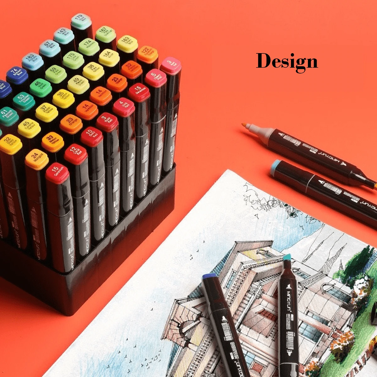 168colors Double-Ended Sketch Markers With Base For Art Drawing Comics ...