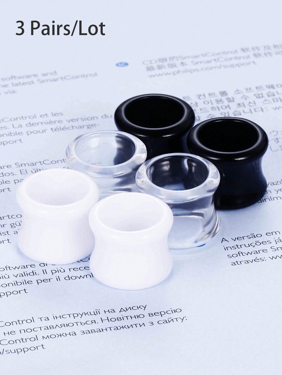 3Pairs Black White Clear Each Color 1 Pair Acrylic Ear Tunnel Plugs And ...
