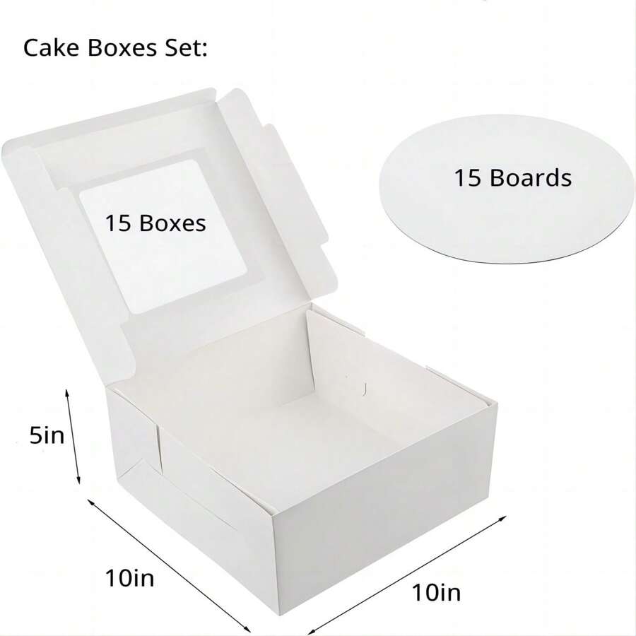 10 Inch Cake Boxes Set (30Pcs, 15 Boxes & 15 Boards) 10 * 10 * 5 Inches ...