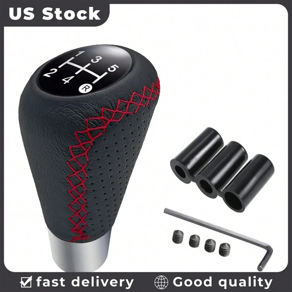 5 Speed Shift Knobs Black Shifter Stick Handle Leather Gear Lever ...