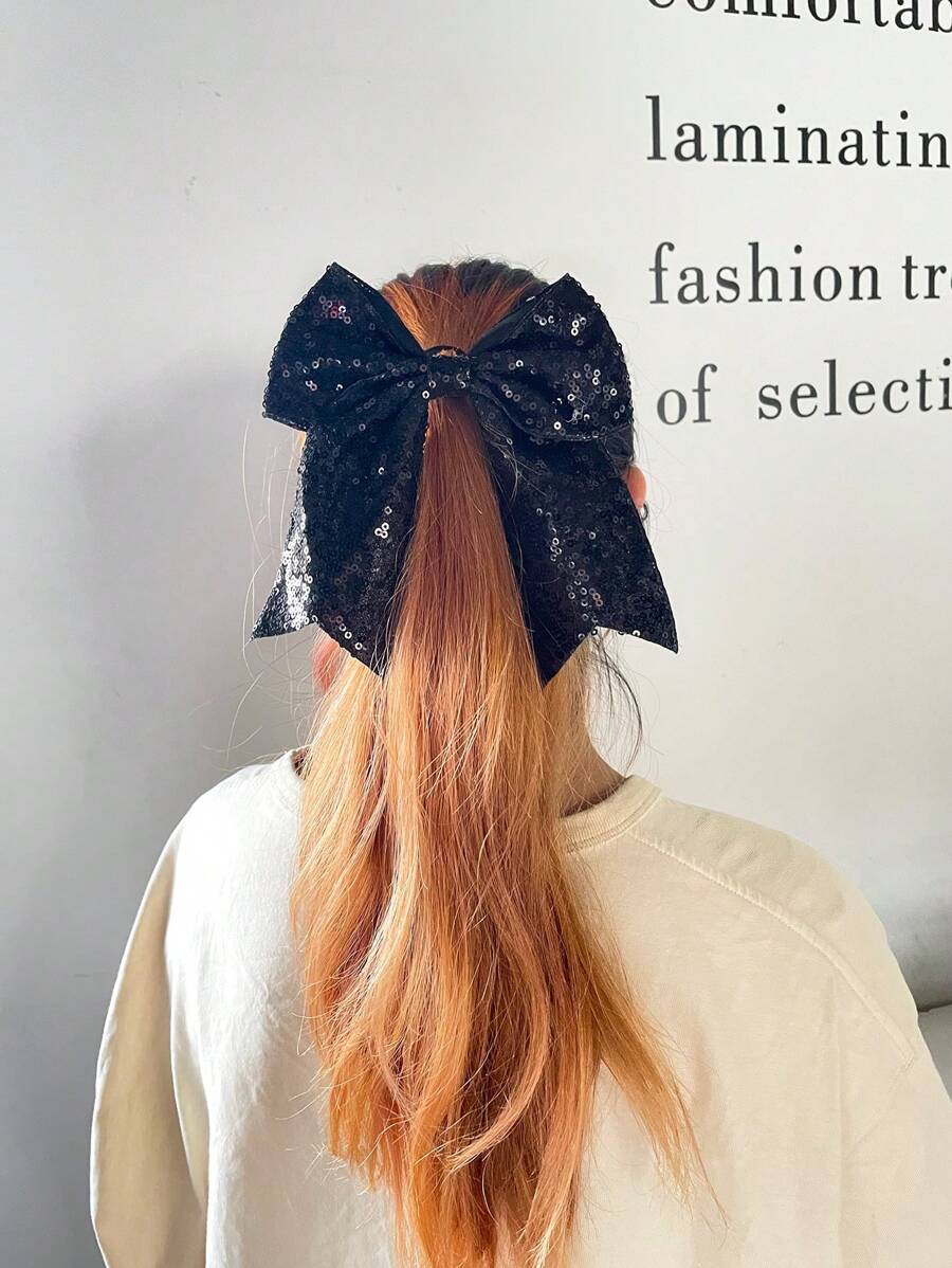 Cheerleading Bowknot Hair Tie With Sequin Ribbon Tails, Cheerleading ...