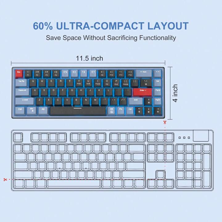 MageGee MK-Sky 65% Layout Hot Swappable Mechanical Keyboard Wired ...