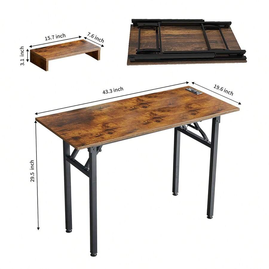 Computer Desk with Power Outlet and Monitor Riser Included, Home Office ...