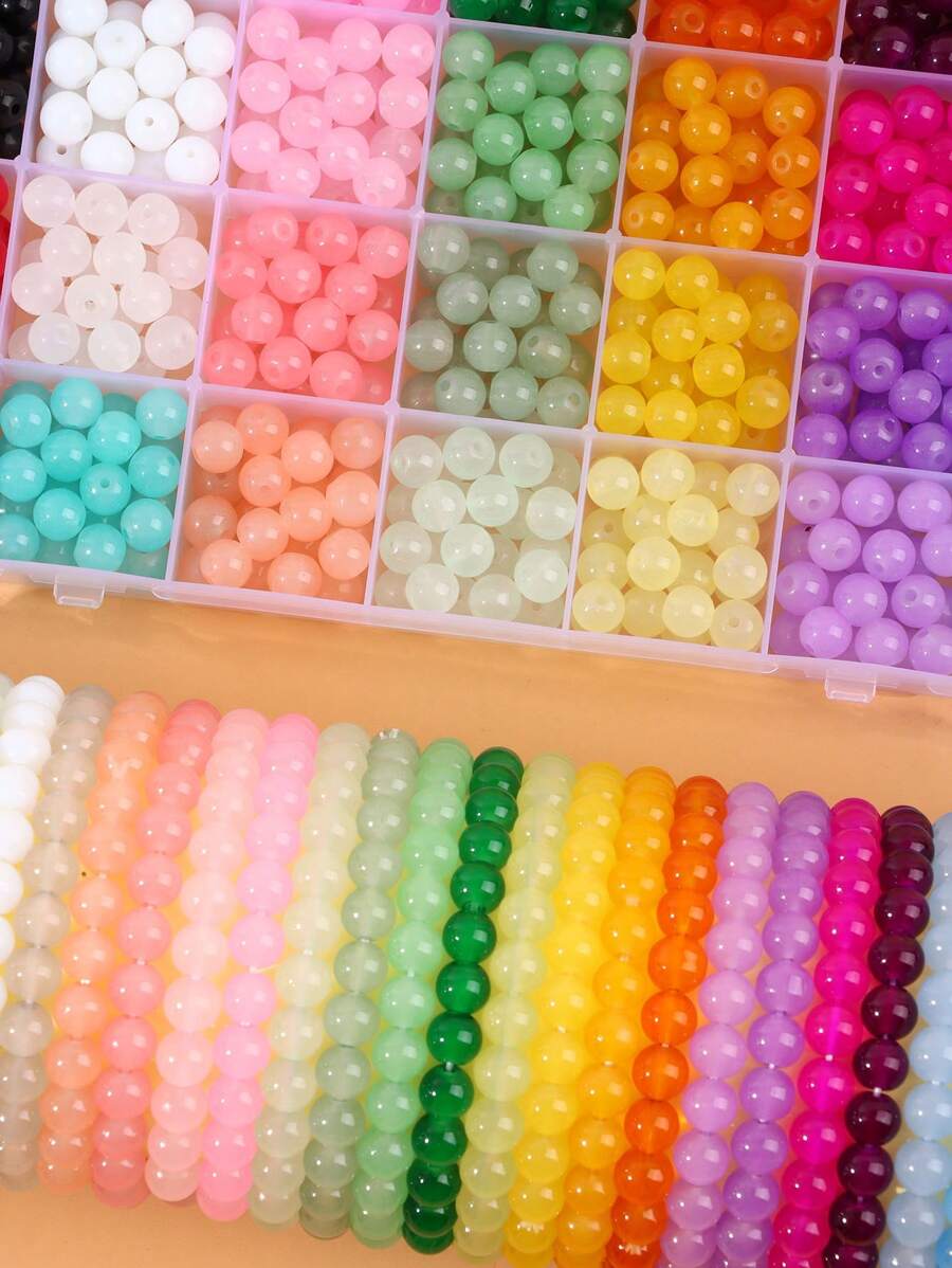 700pcs 8mm Glass Beads In 28 Colors For Diy Bracelet And Jewelry Making ...