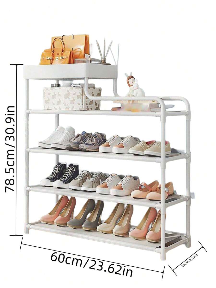 5-tier White Stepped Shoe Rack With Storage Boxes, Easy-to-assemble ...