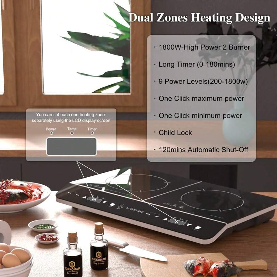 DEVILBISS Electric Double Induction Cooktop, Portable Induction Hob ...