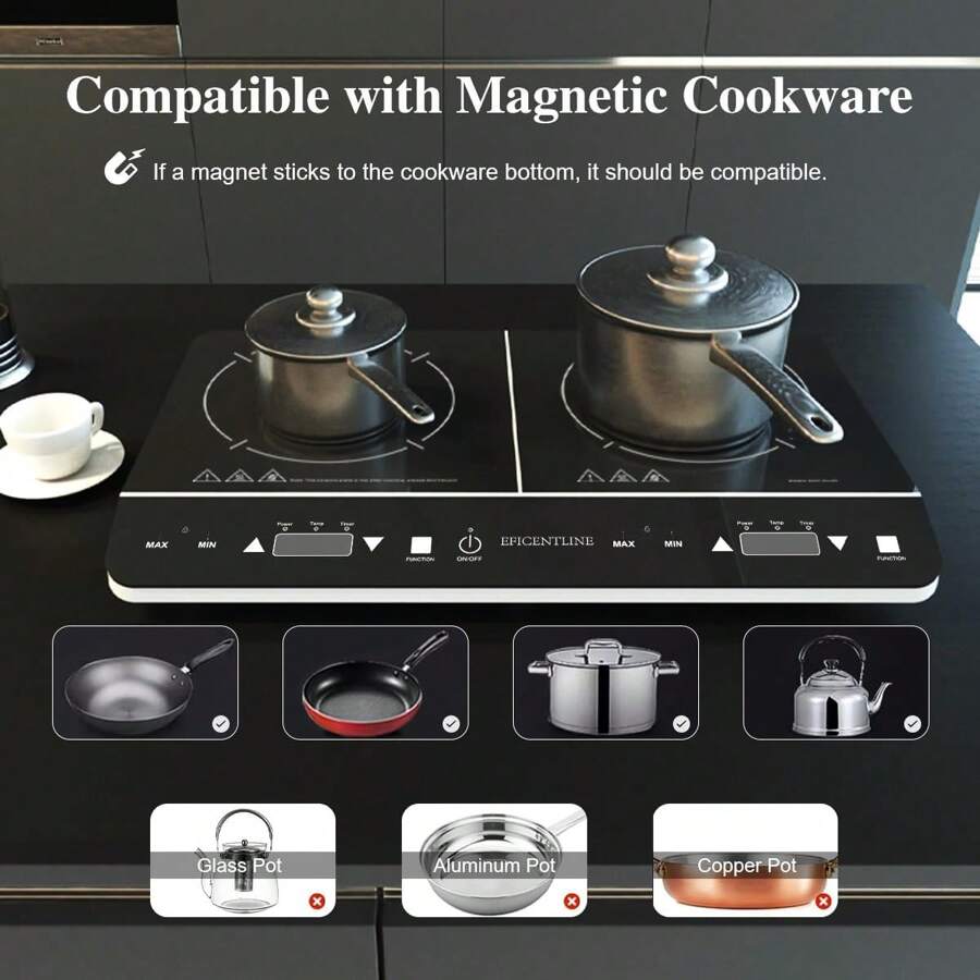 DEVILBISS Electric Double Induction Cooktop, Portable Induction Hob ...