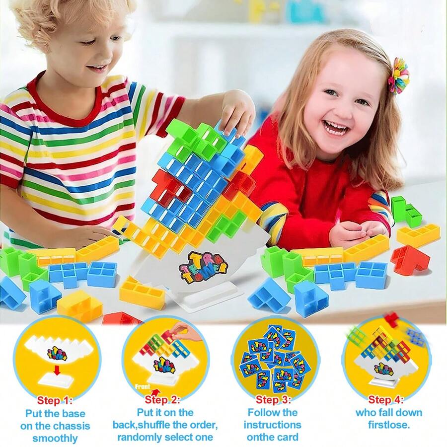 16 Pcs Tetra Tower Balance Stacking Blocks Game, Board Games For 2 ...