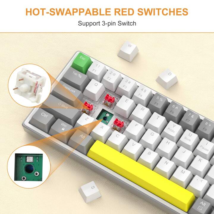 MageGee MK-Sky 65% Layout Hot Swappable Mechanical Keyboard Wired ...
