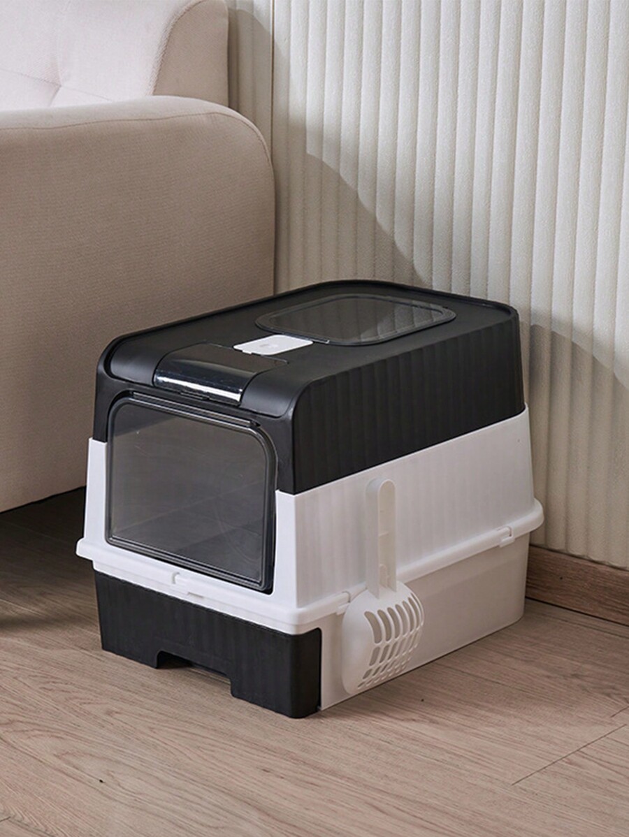 Small Sized Cat Litter Box With Drawer Style Full Closure And Dust ...