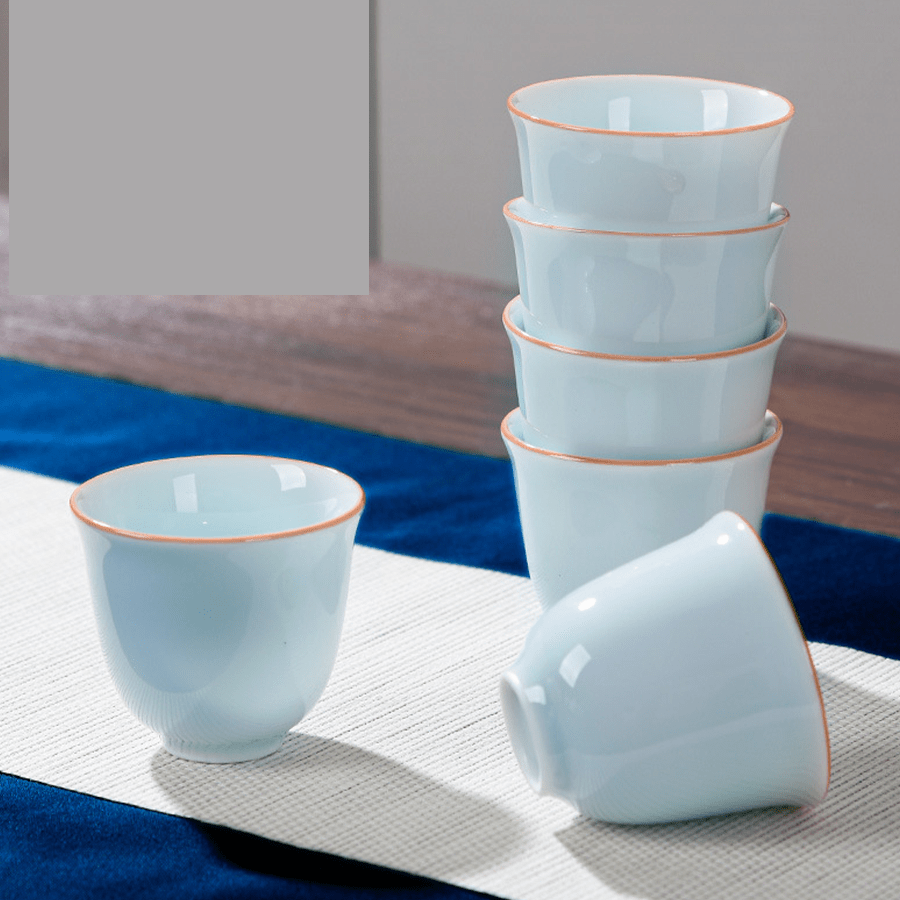 A Set Of Celadon Porcelain Tea Set For Business And Home Use, Including ...
