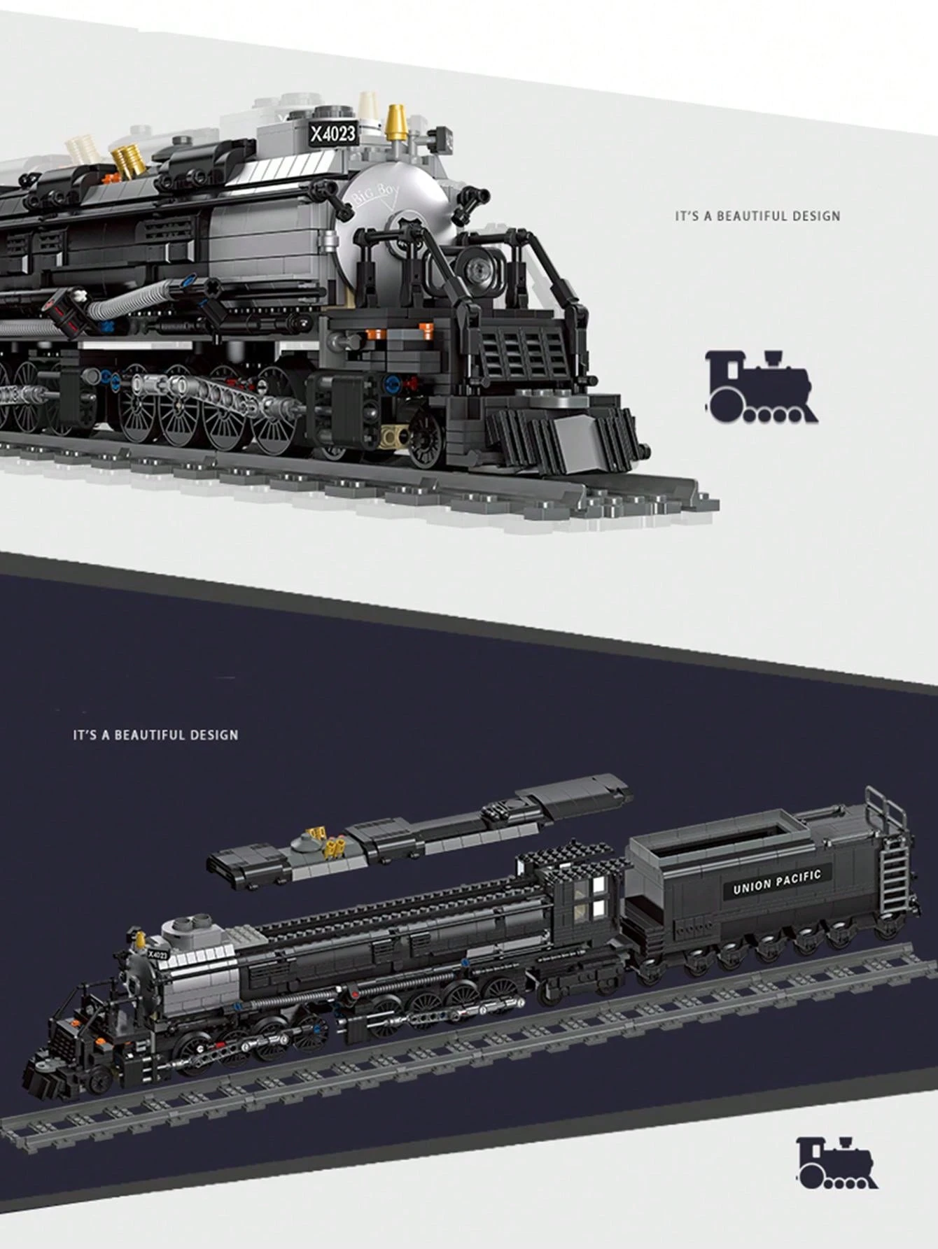 Big Guy 78CM Building Blocks Train 1608PCS Locomotive 19th Century ...