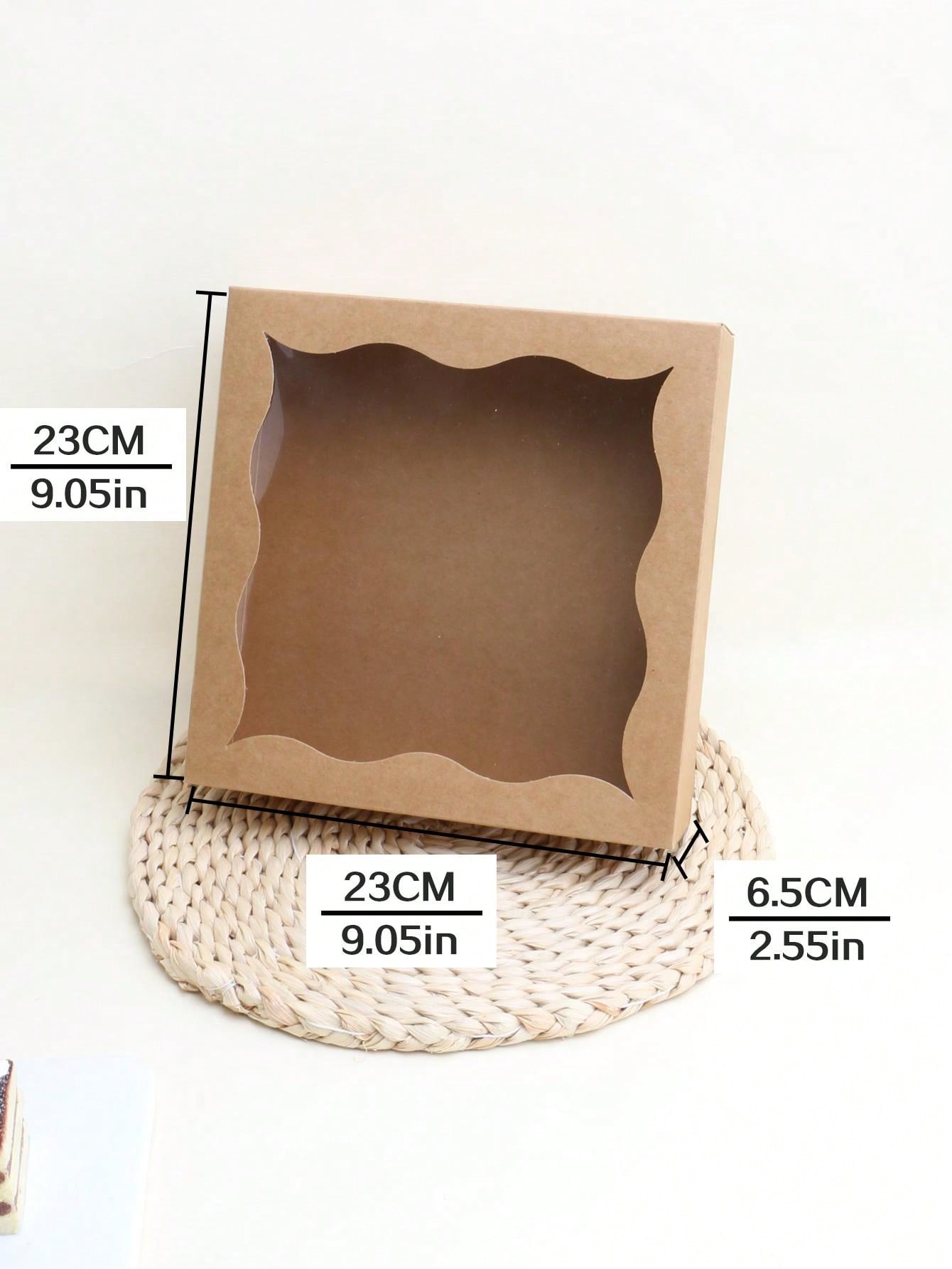 10pcs Square Bakery Boxes With Wavy Window For Baking Pastry, Pizza And ...