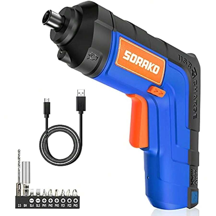 Cordless Screwdriver 4V, SORAKO Small Electric Screwdriver, Power ...