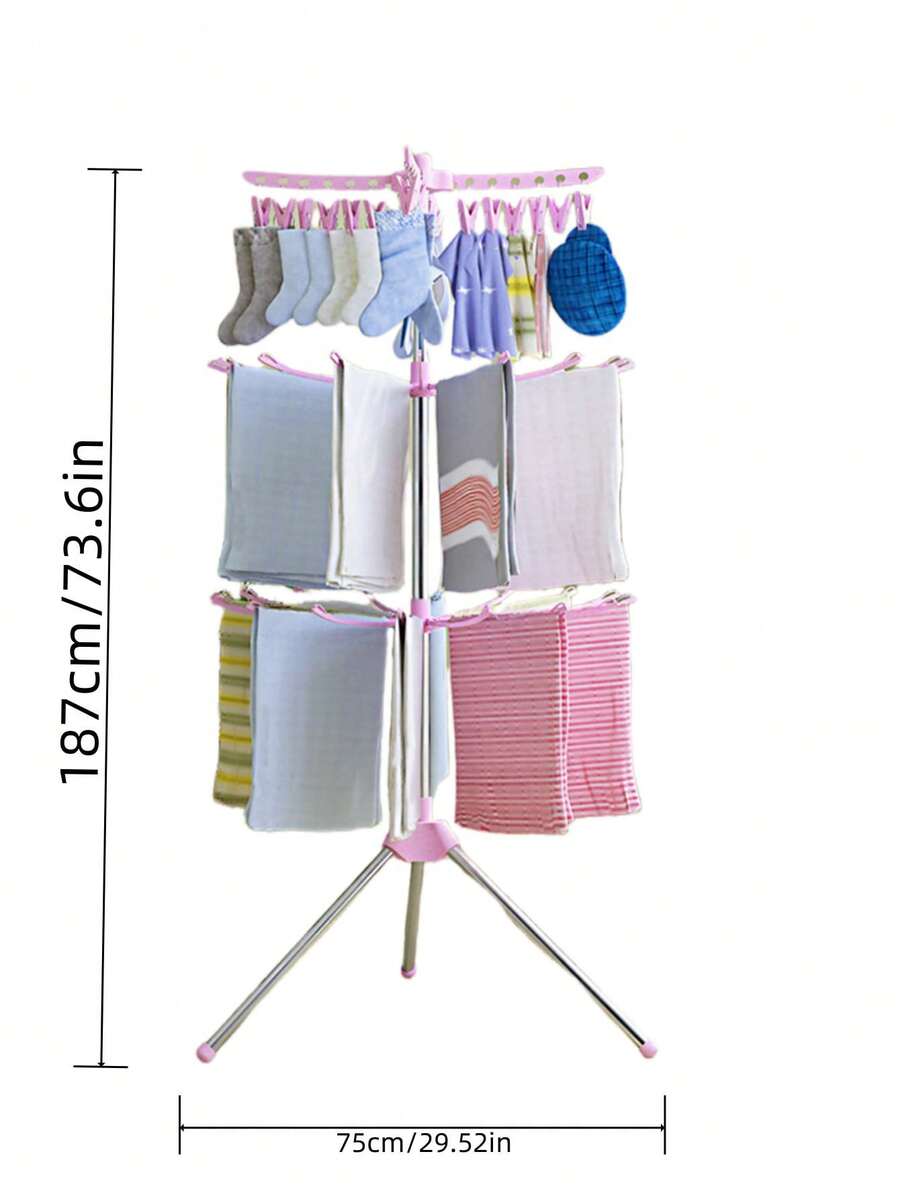 3-tier Pink Clothes Drying Rack, Towel Rack, Multipurpose Standing ...