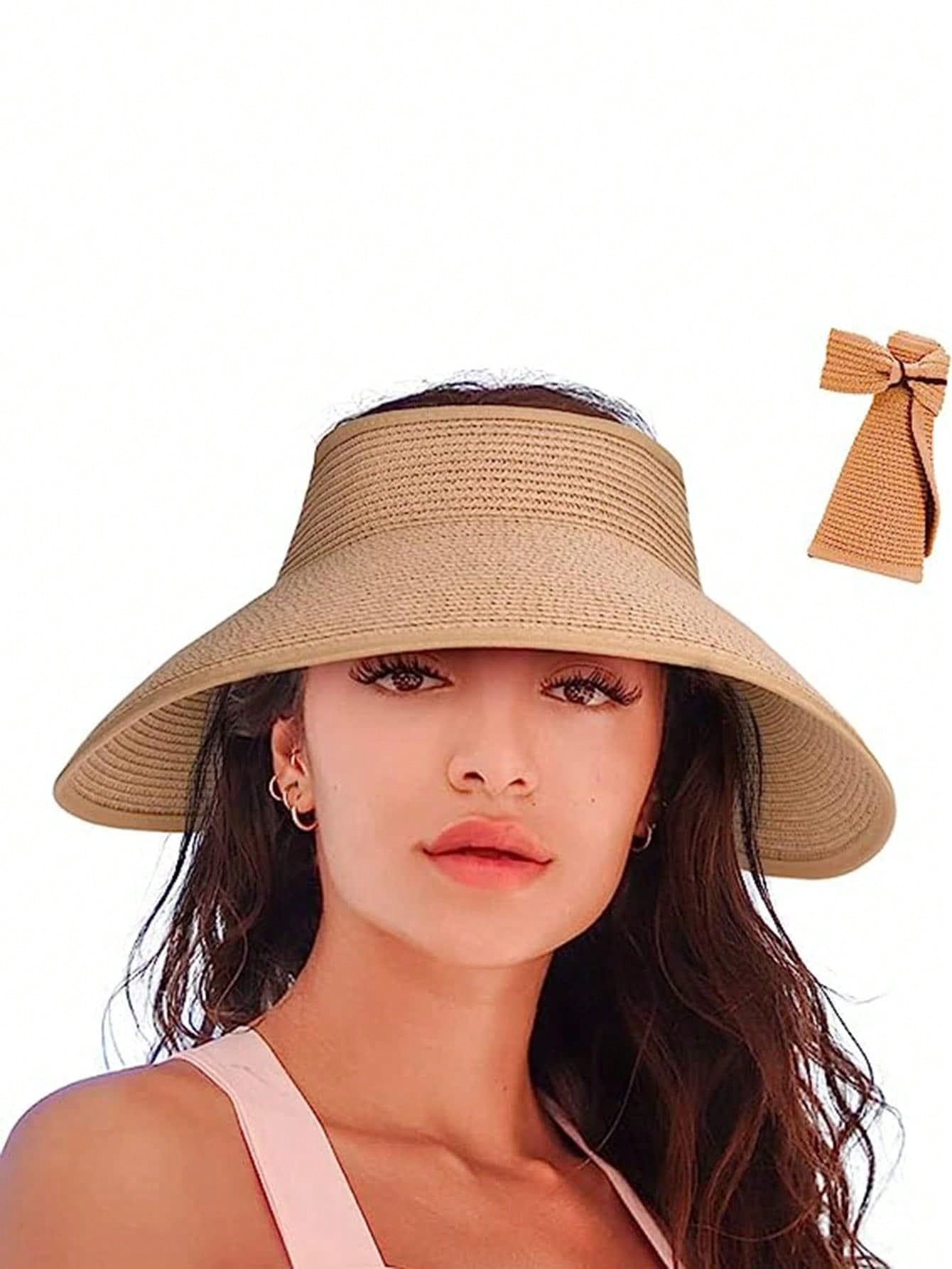 Khaki Women's Foldable Droop Brim Reversible Travel Beach Sun Hat With ...