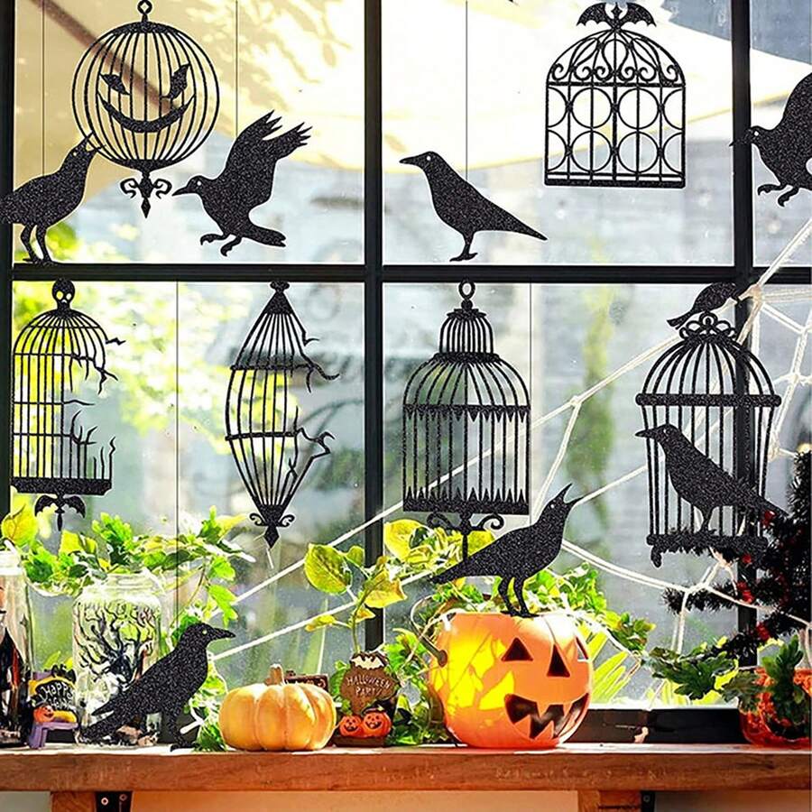 Halloween Gold Onion Crow & Bird Cage Themed Party Decoration Set ...