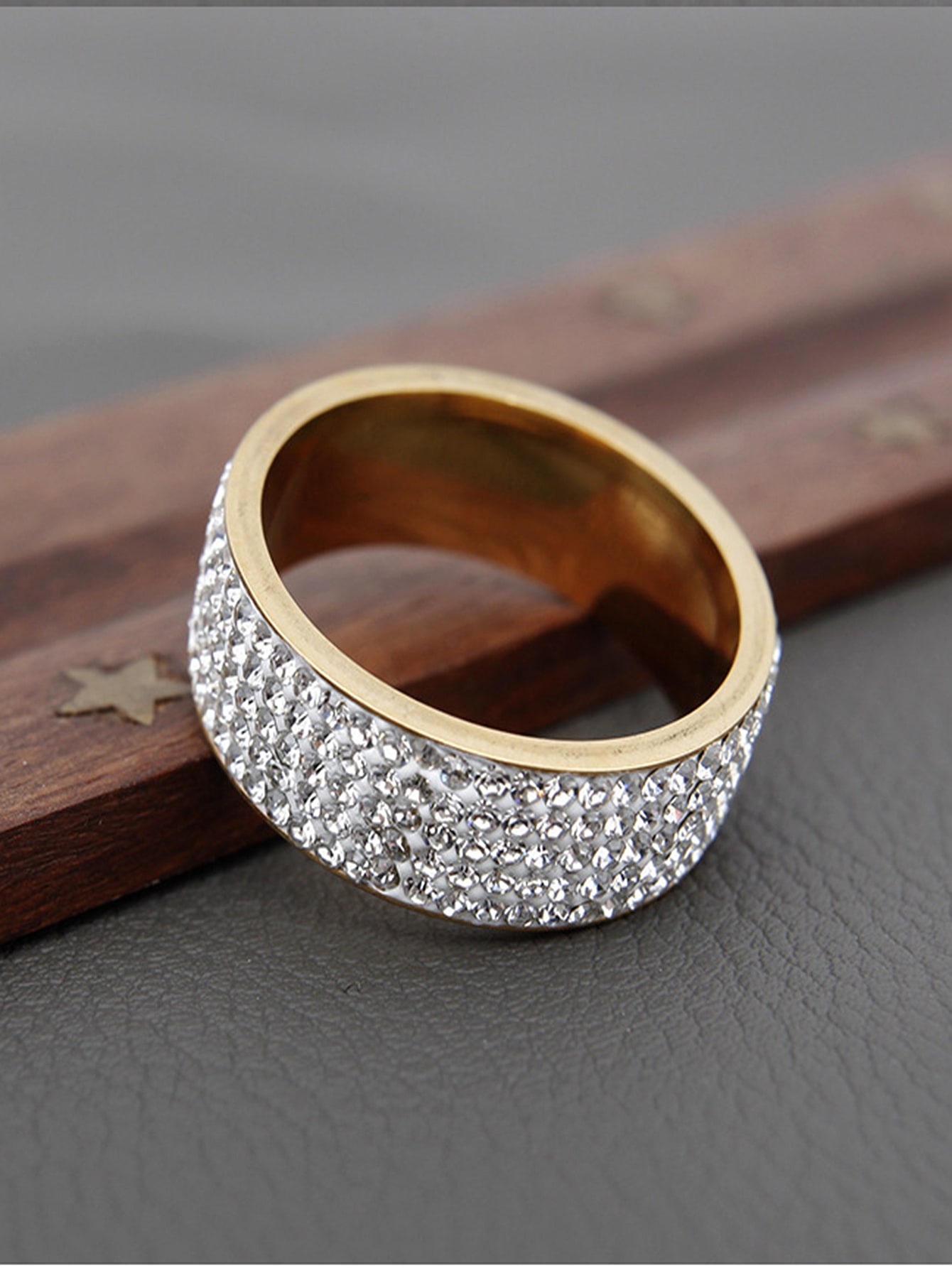 1pc Unique Design 5-row Rhinestone Ring (gold) In Ins Style Made Of ...