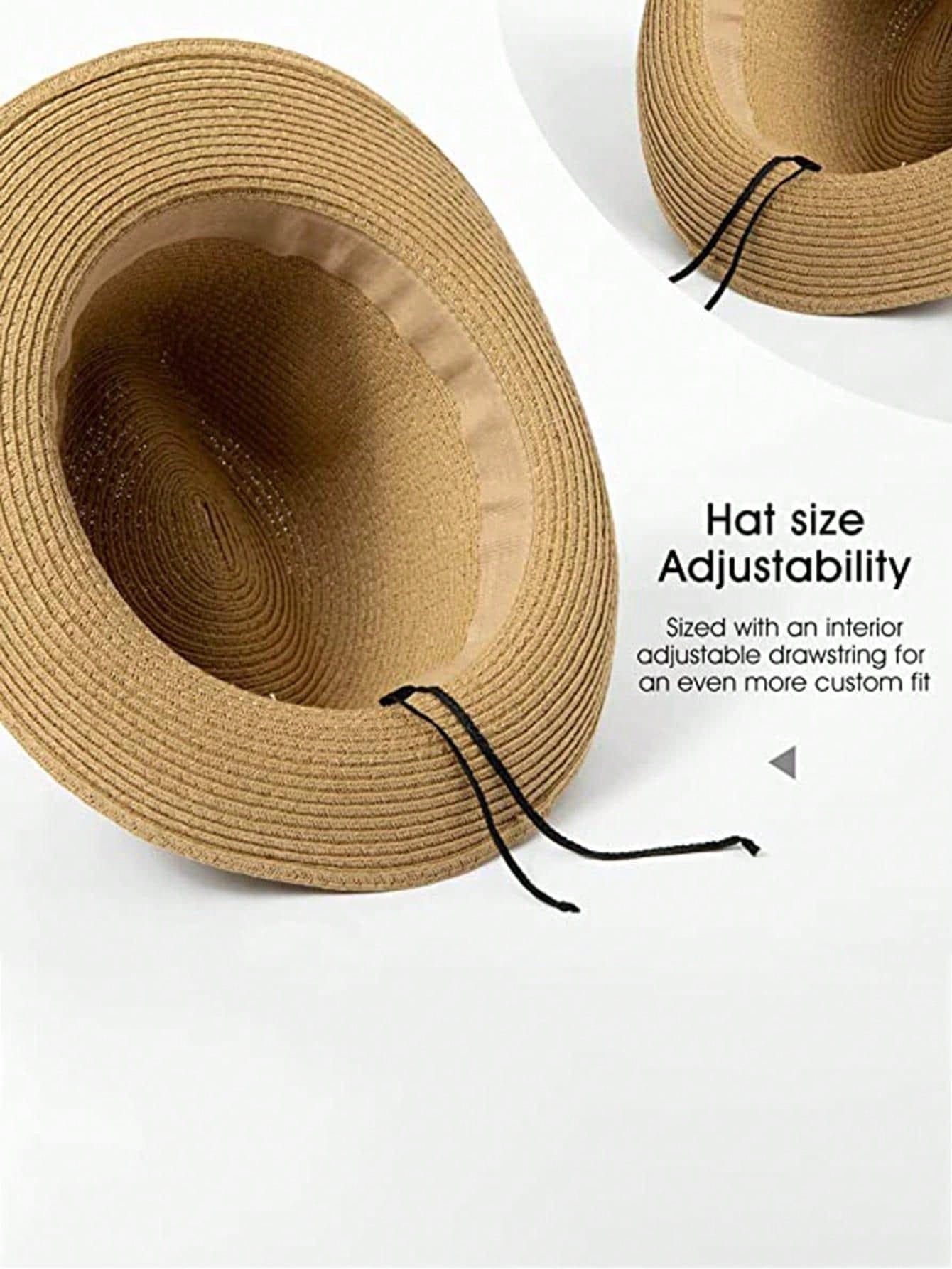 Khaki Wide Brim Sun Hat For Women, Beach Straw Hat, Rollable With Upf50+ | SHEIN USA