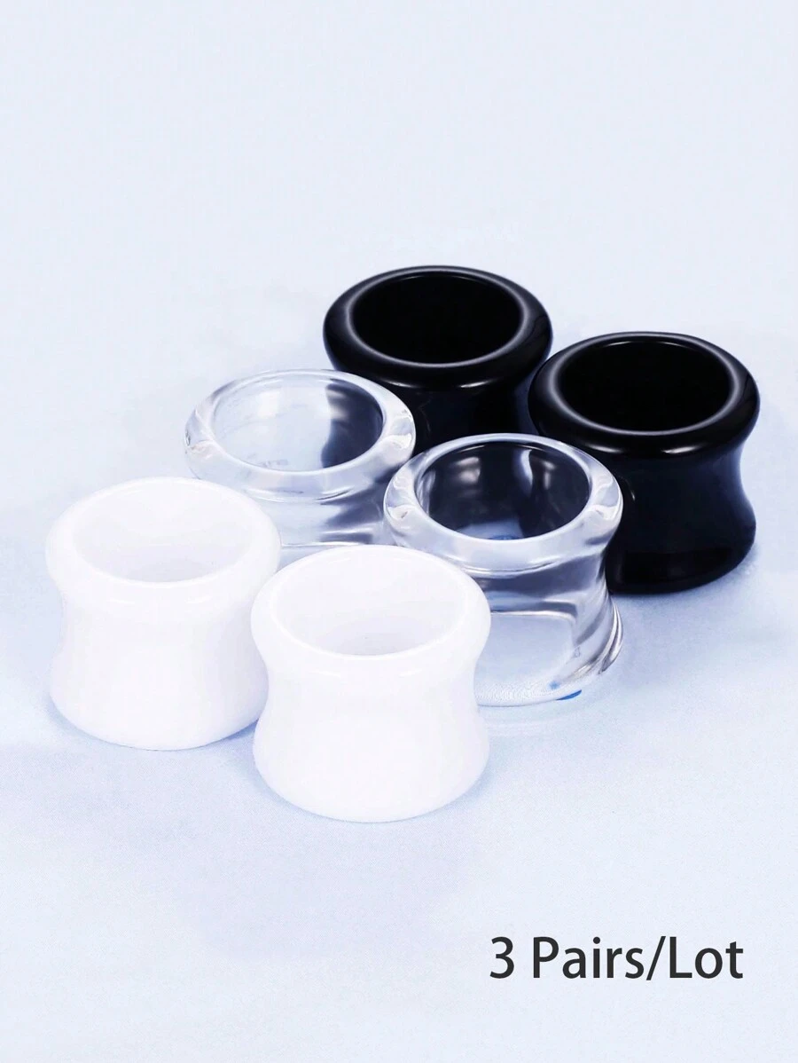 3Pairs Black White Clear Each Color 1 Pair Acrylic Ear Tunnel Plugs And ...