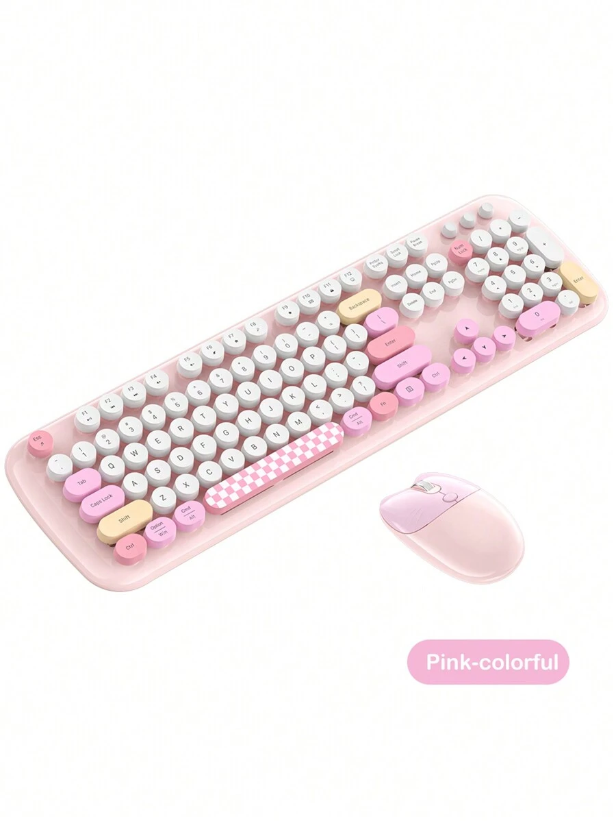Acefast Cute Cartoon Wireless Keyboard Mouse Set With High-value Retro ...