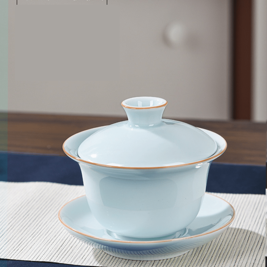 A Set Of Celadon Porcelain Tea Set For Business And Home Use, Including ...