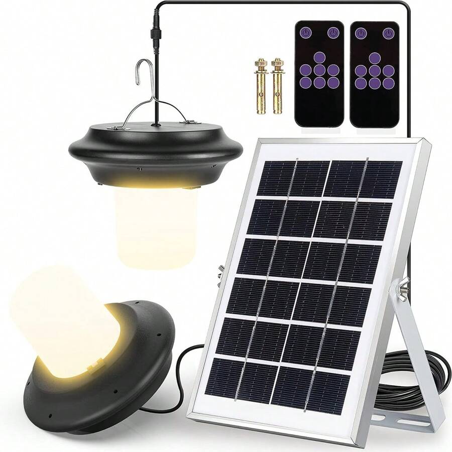 JACKYLED Double Head Solar Shed Lights with Timer Remote Control Solar ...