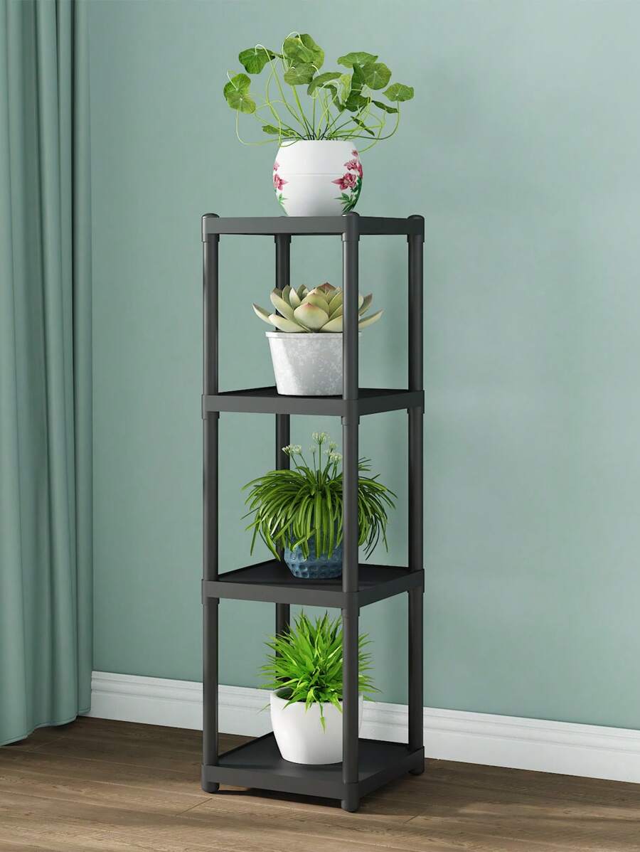 4-Tier Black Flower Stand For Balcony, Living Room, Indoors & Outdoors ...