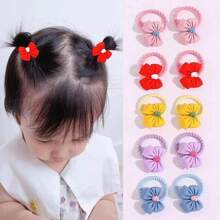 10pcs Baby Girls' Resin Flower Hair Ties, No Damage Elastic Hair Bands ...