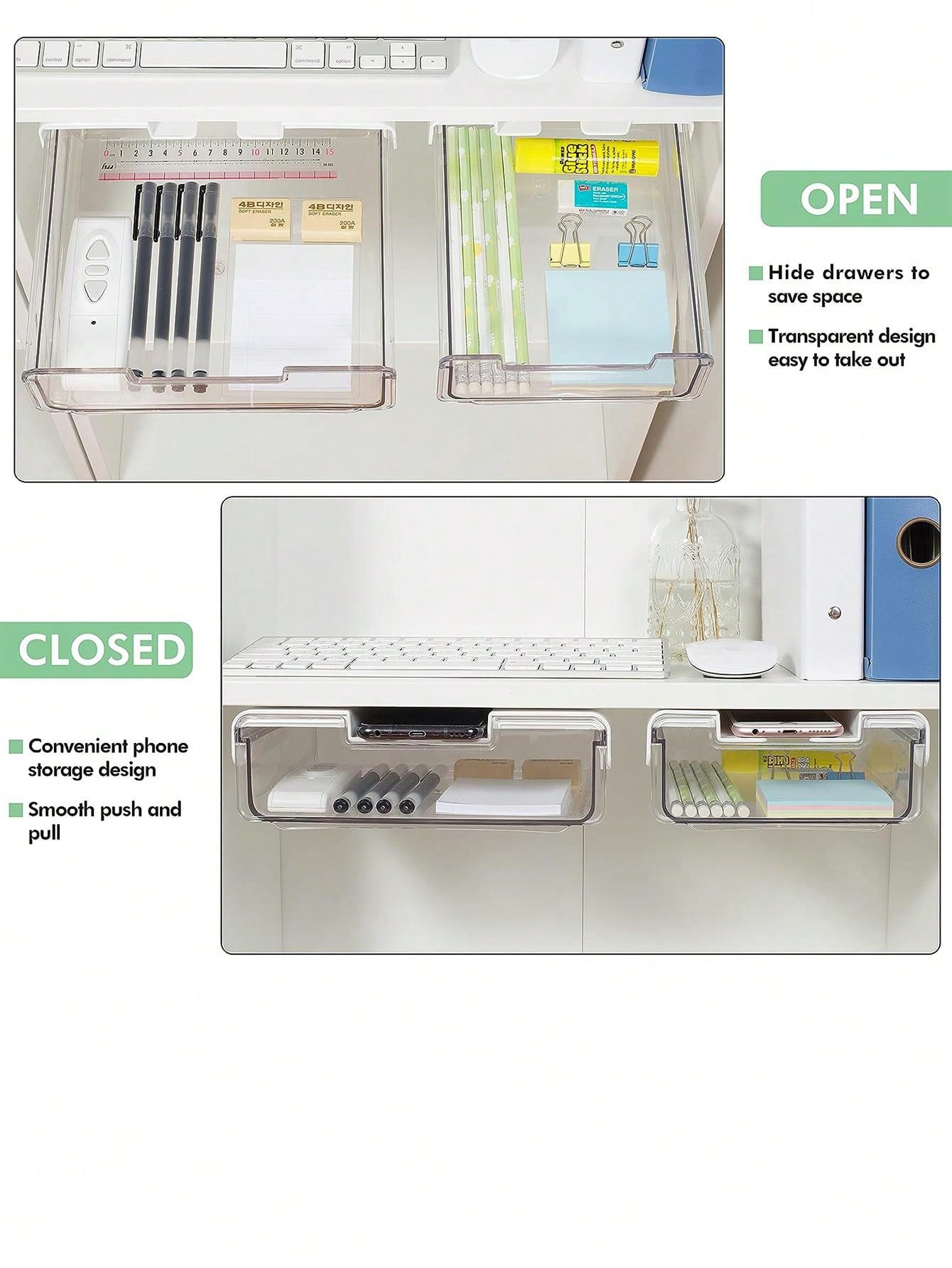 1 Pack Under Desk Drawer Slide Out - Ideal Under Desk Storage Drawers ...