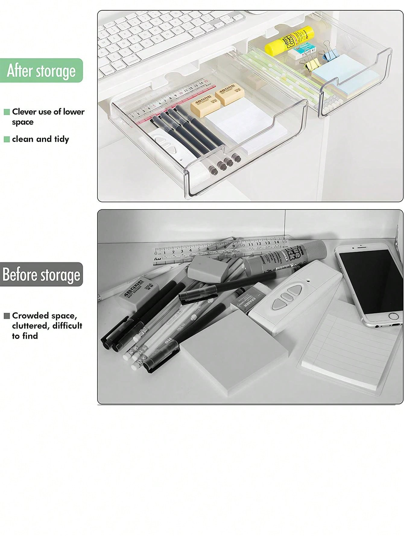 1 Pack Under Desk Drawer Slide Out - Ideal Under Desk Storage Drawers ...