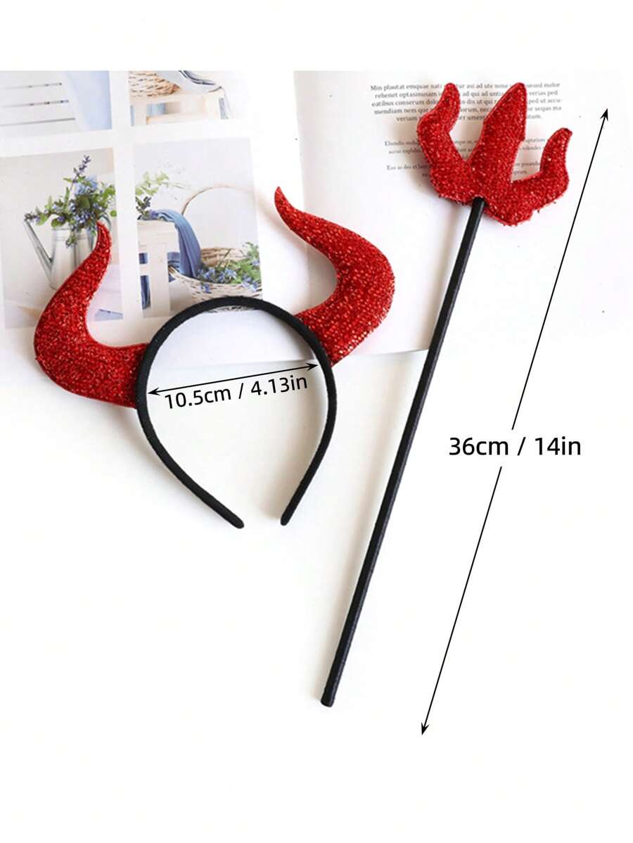 2pcs/Set Halloween Party Devil Horns Headband, Cosplay Costume Accessory Reindeerdevil ...