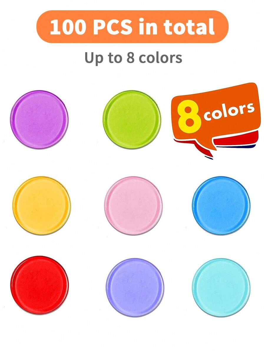 100pcs Colorful Transparent Bingo Markers, Bingo Chips Game Tokens In 8 ...