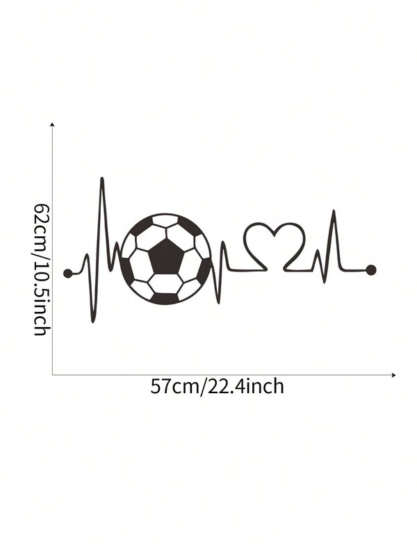1pc Soccer Print Wall Sticker, Modern PVC Heart & Football Print Wall ...