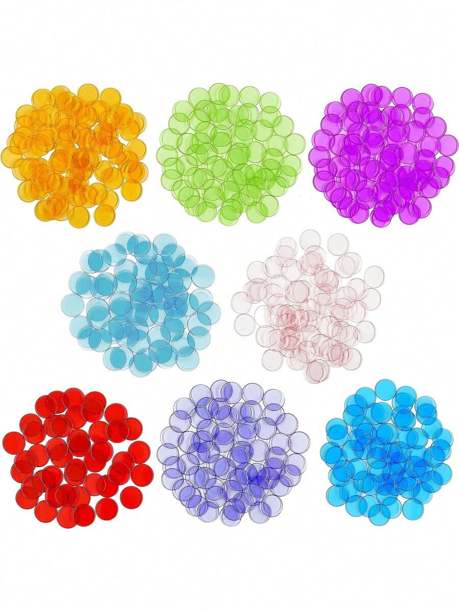 100pcs Colorful Transparent Bingo Markers, Bingo Chips Game Tokens In 8 ...
