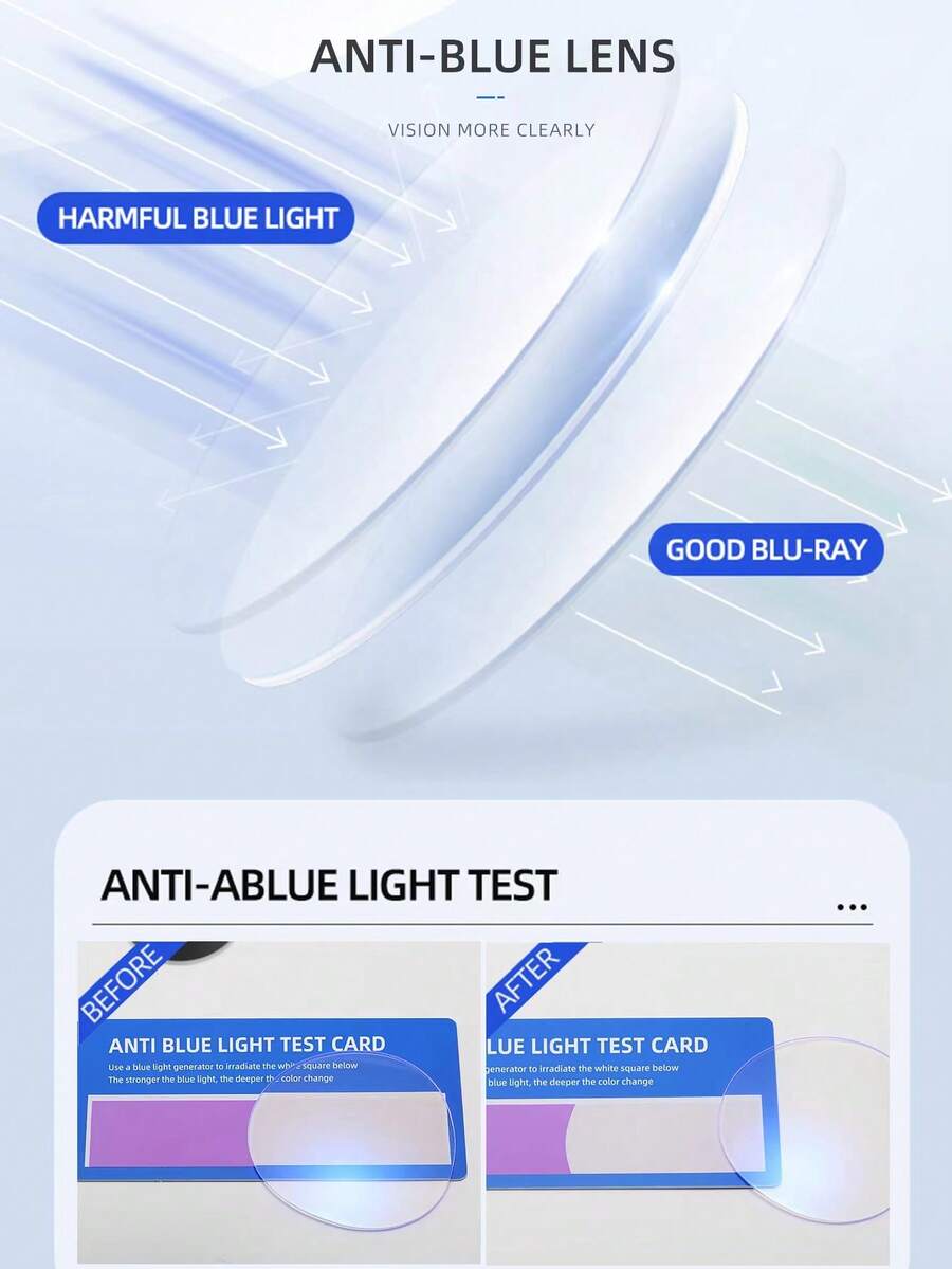1 Pieza Gafas Anti-luz Azul Multicolores Con Forma Cuadrada Para Mujer ...