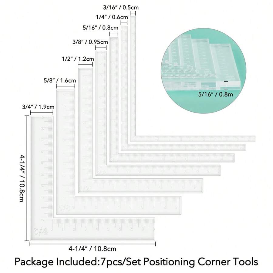 CYFUN DESIGN 7pcs/Set Creative Positioning Corner Tools Card Corners ...