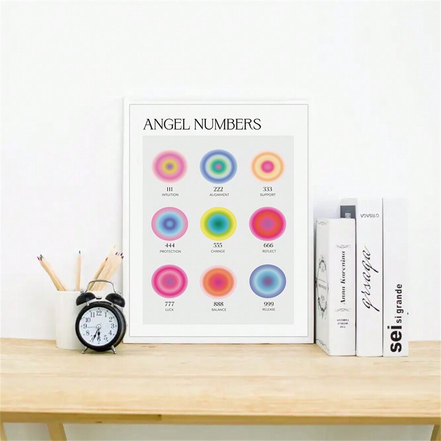 1PC Frameless Angel Numbers Poster Aura Wall Art Room Aesthetic Poster ...