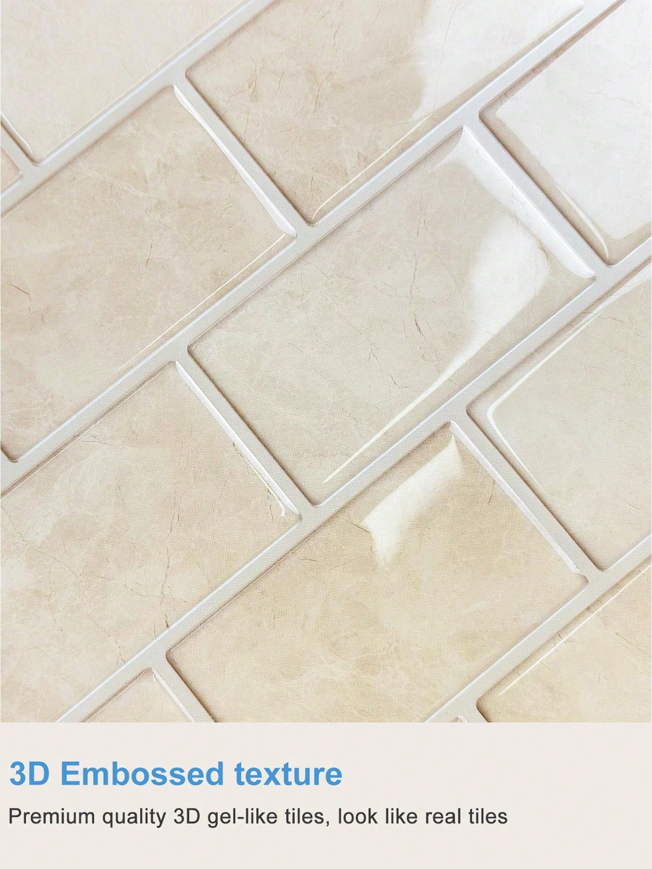 2-Sheet Light beige marble Subway Tiles Peel and Stick Backsplash ...