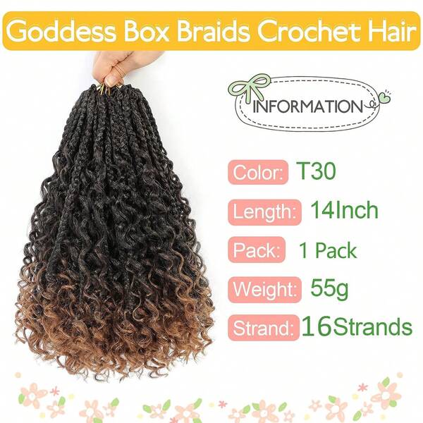 Pelo De Crochet De Trenzas De Caja De Diosa De 14 Pulgadas 1 Paquete ...