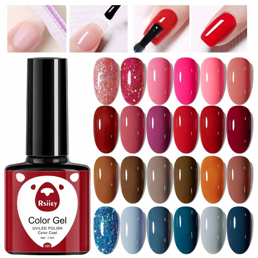 XEIJAYI Gel Nail Polish Starter Kit 6 Colors Black White Pink Green ...