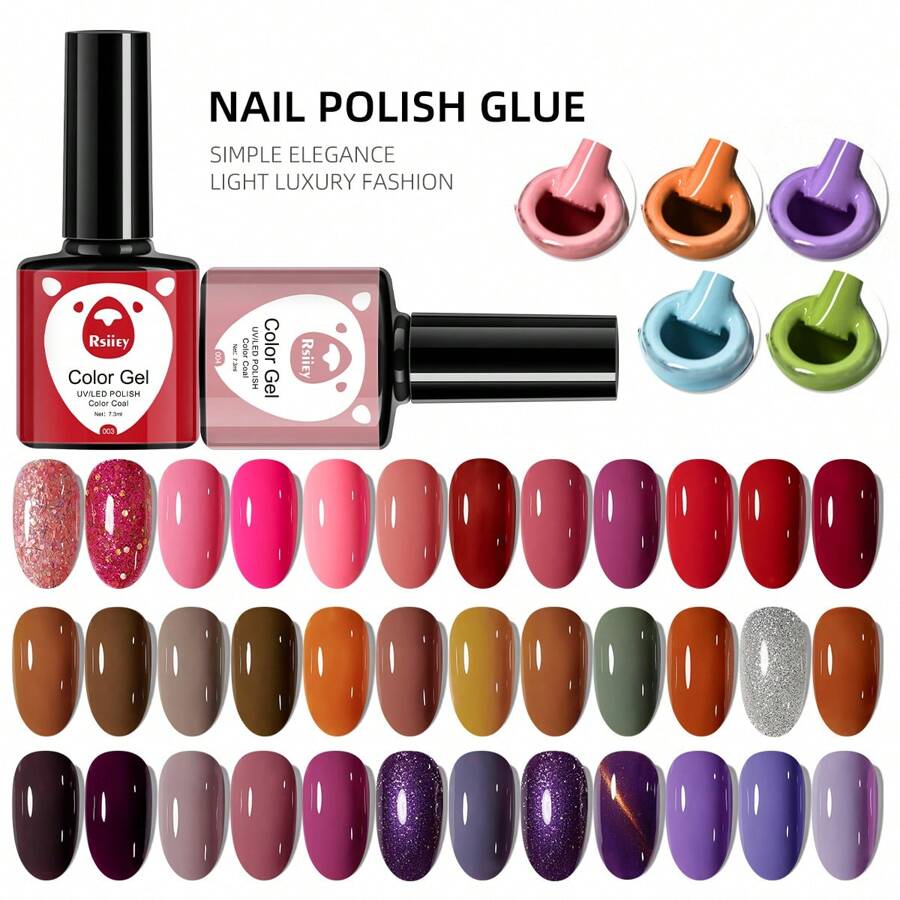 XEIJAYI Gel Nail Polish Starter Kit 6 Colors Black White Pink Green Soak Off No Wipe Nail Gel ...