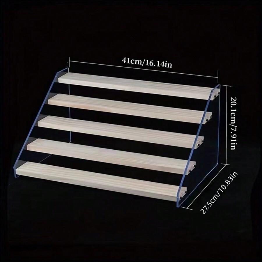 Wooden Stair Step Display Stand, Transparent Storage Rack, Model Display Shelf, Acrylic ...