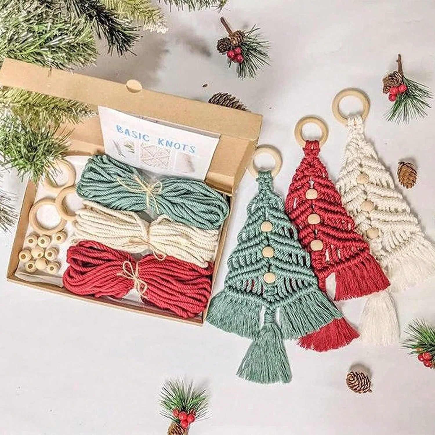 Kit De Macramé 3 En 1 Adulto Principiante: 3 Diy Árbol De Navidad De ...