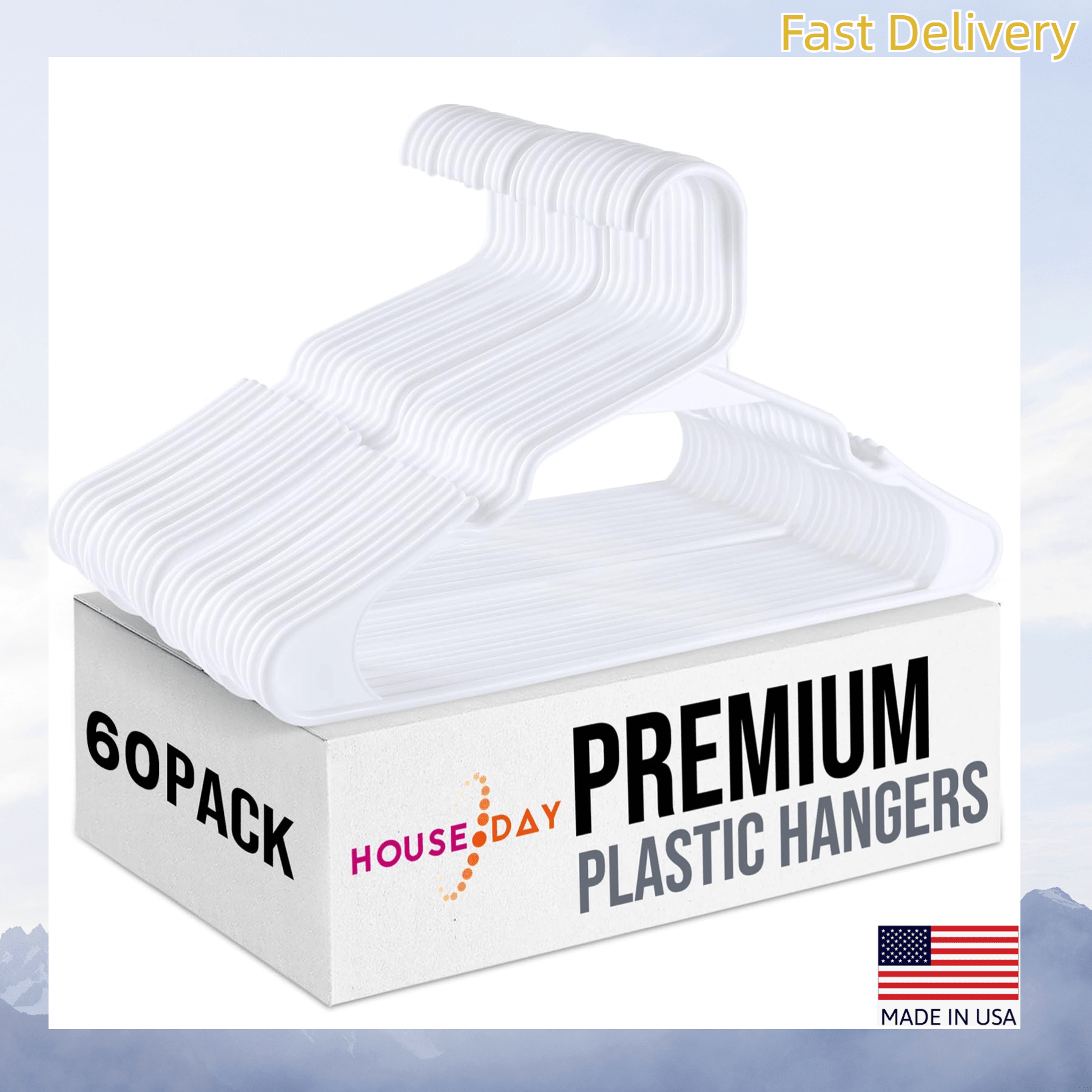 House Day Plastic Hangers 60 Pack, Plastic Clothes Hangers, Sturdy ...