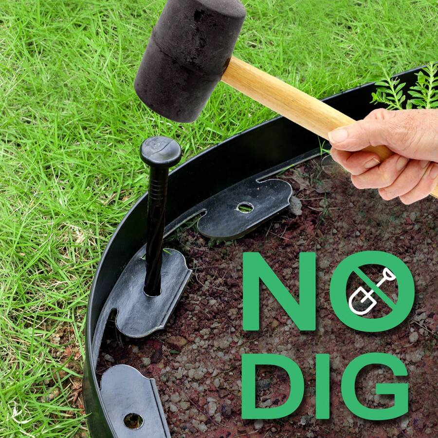 Landscape Edging Kit 33 FT With 40 Spikes, No Dig Garden Edging 2 Inch ...