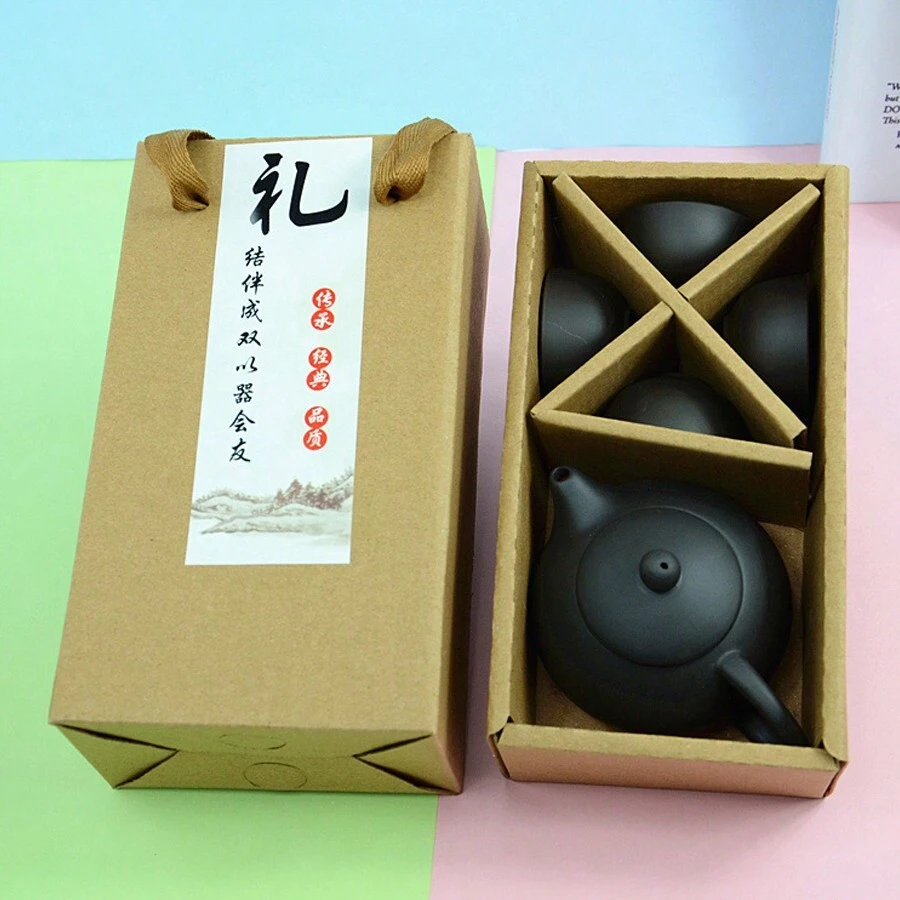 5pcs Black Tea Set In Gift Box, Purple Clay Kung Fu Tea Set, Exquisite ...