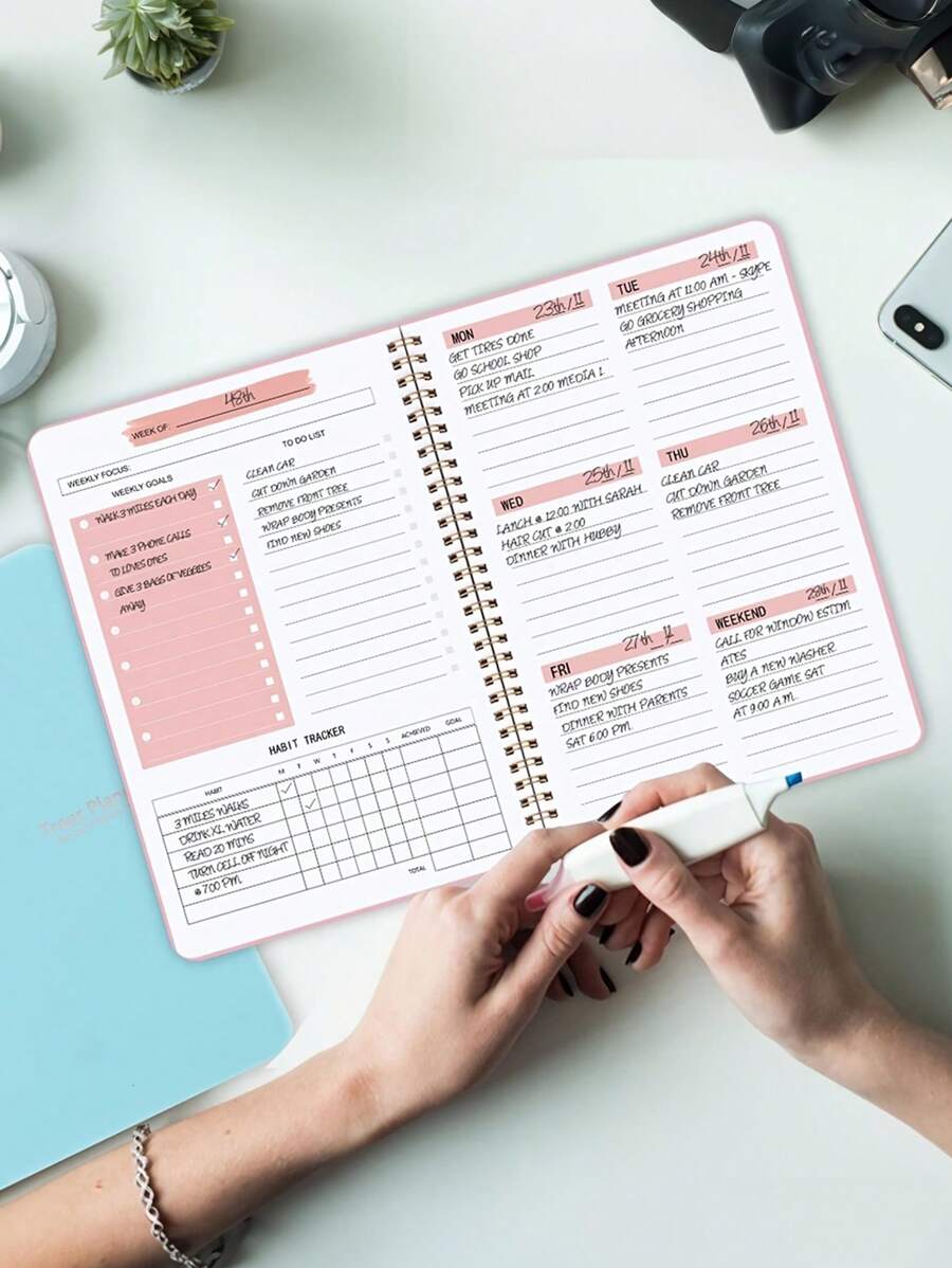 Trees Weekly Planner Notebook Undated Daily Schedule Agenda Sprial ...